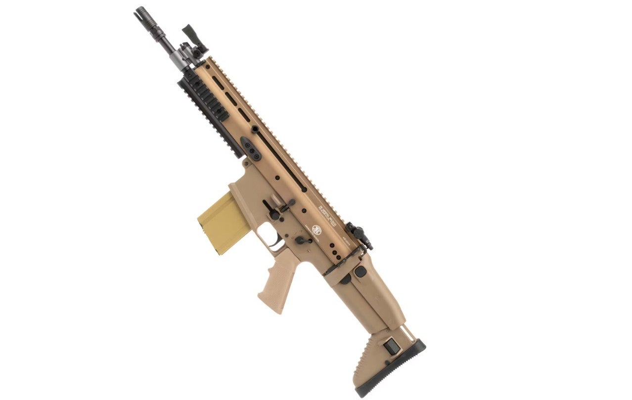 Cybergun FN Herstal SCAR-H CQC AEG, TAN | White Sphere Tactical Ltd