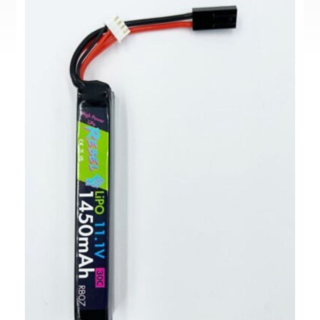 Rebel Battery - 1450mAh Lipo 11.1V 30C Stick - Mini Tamiya | White ...
